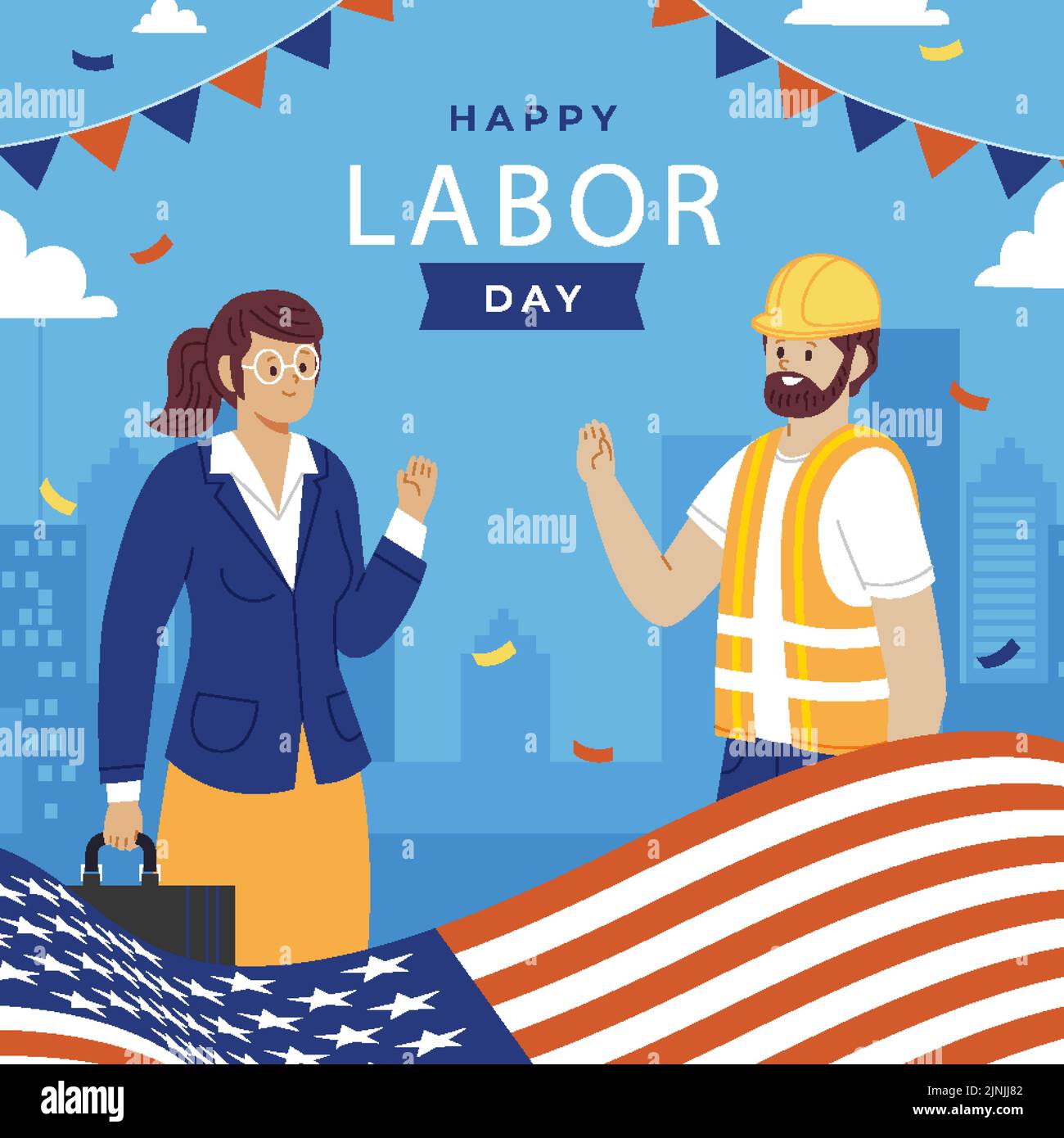 Flat illustration for labor day celebration Vector illustration Stock ...