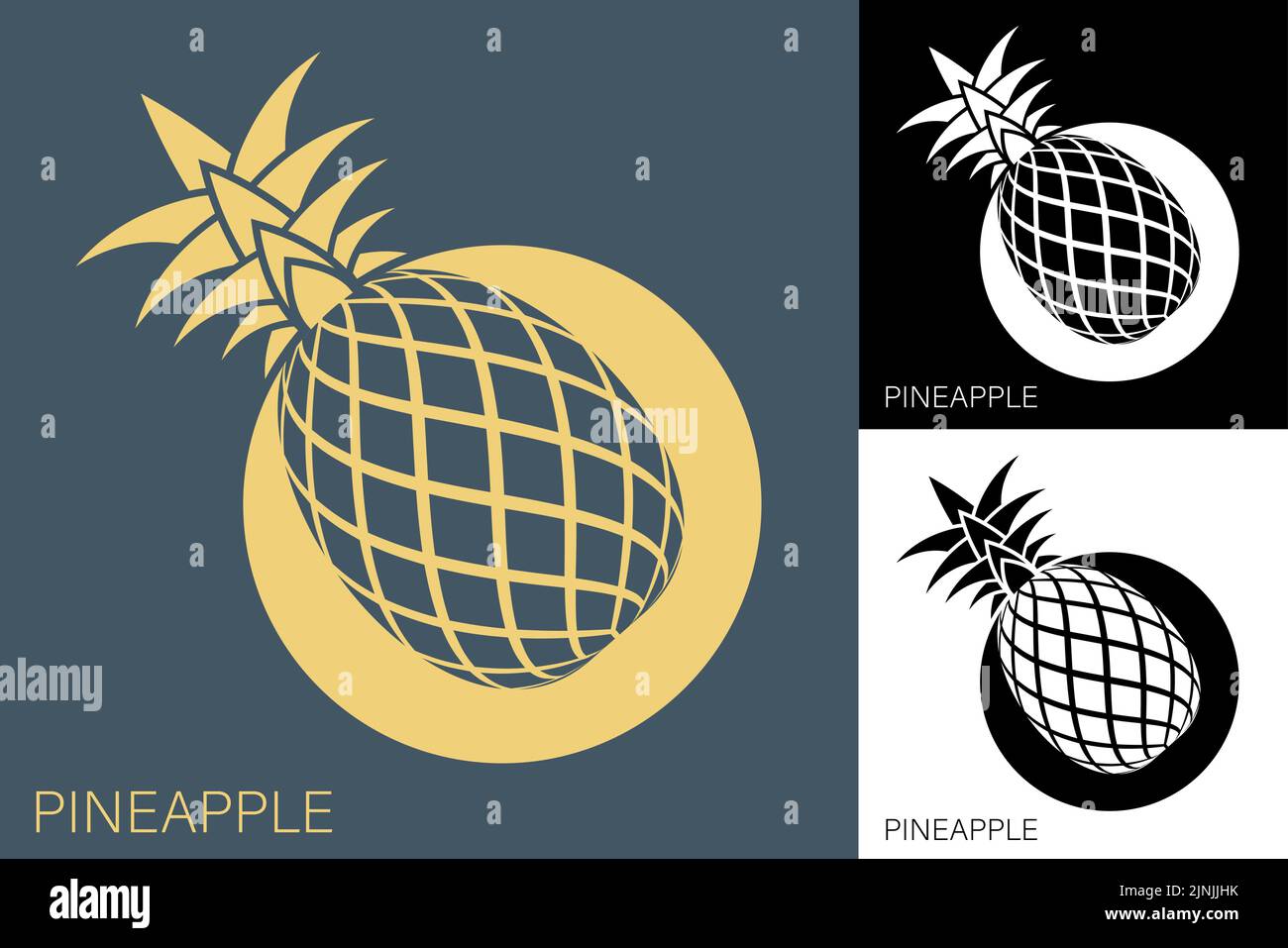 Juicy ripe pineapple symbol in circle. Harvesting tropical fruits ...