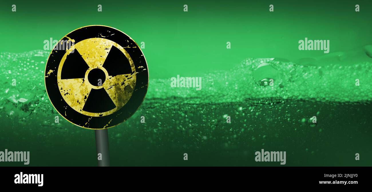radiation risk sign on green background Stock Photo - Alamy