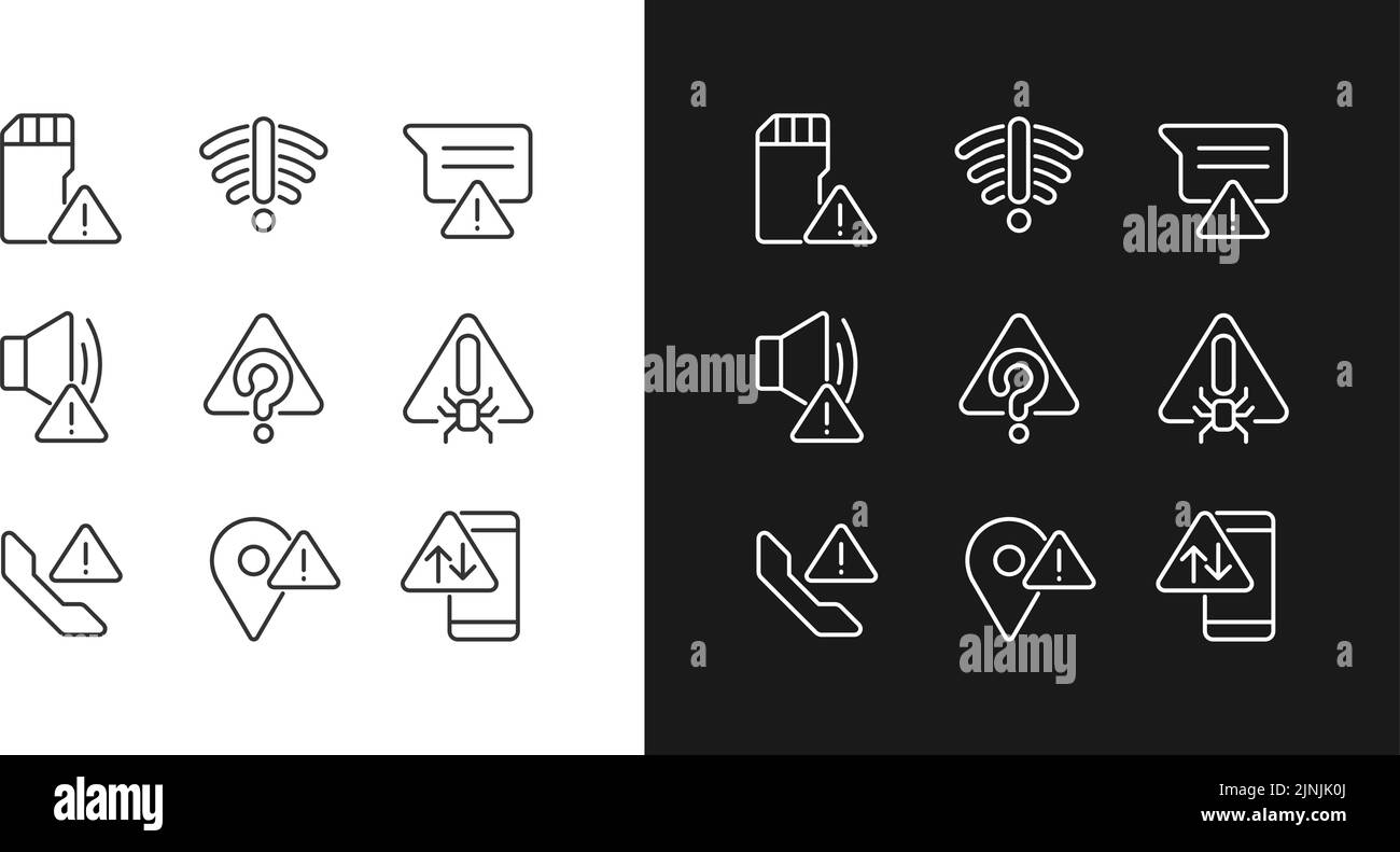 Electronic device issues pixel perfect linear icons set for dark, light mode Stock Vector Image ...