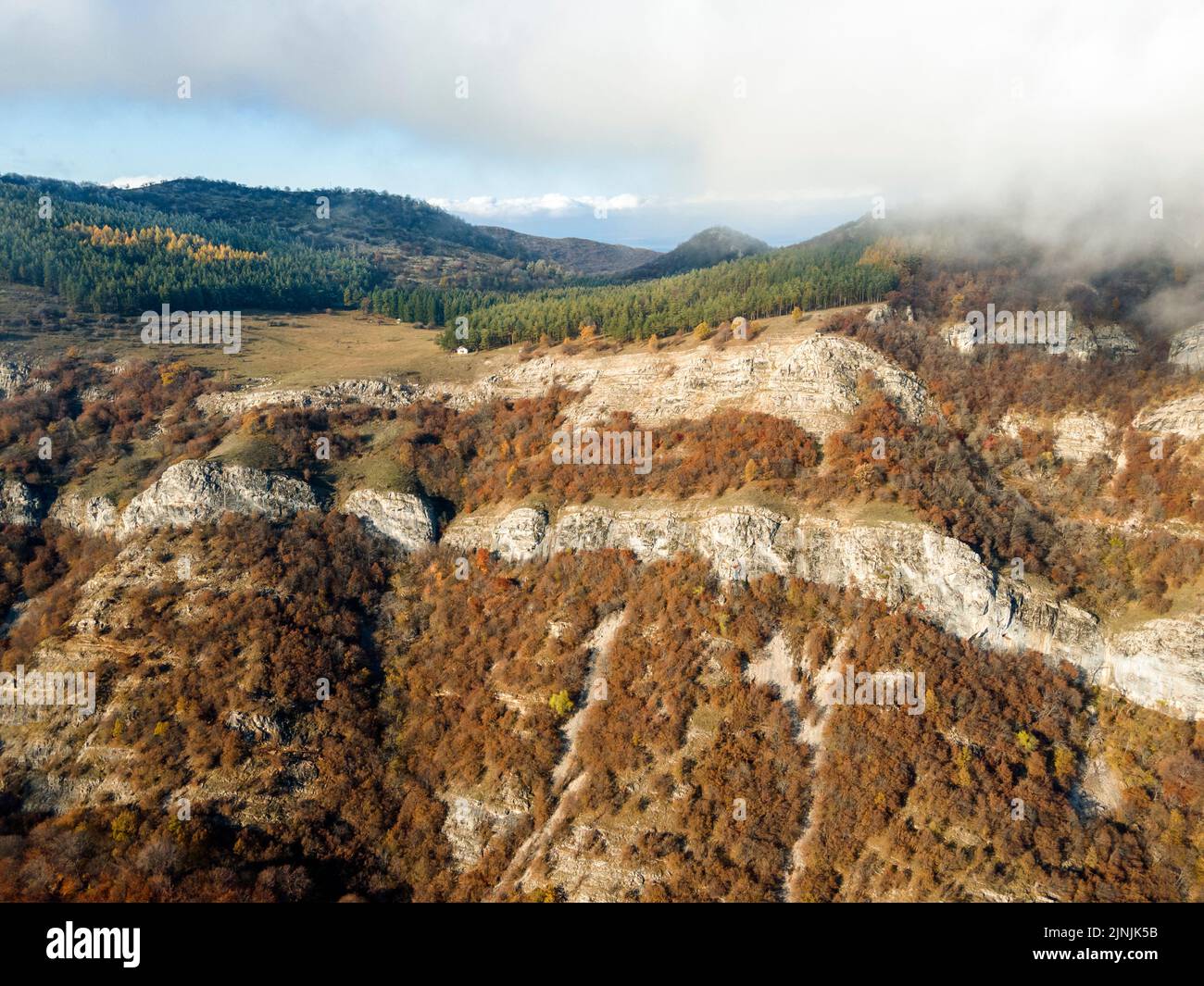 Amazing Aerial Autumn Landscape of Balkan Mountains and Vratsata pass ...