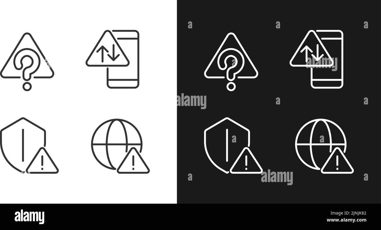 Internet connection issues pixel perfect linear icons set for dark, light mode Stock Vector ...