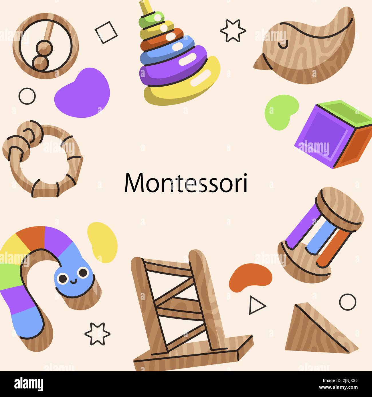 Hand drawn montessori toys illustration Vector illustration Stock ...