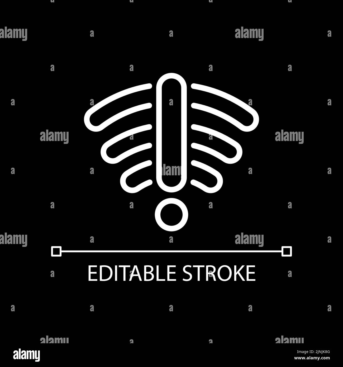 No internet connection white linear icon for dark theme Stock Vector ...