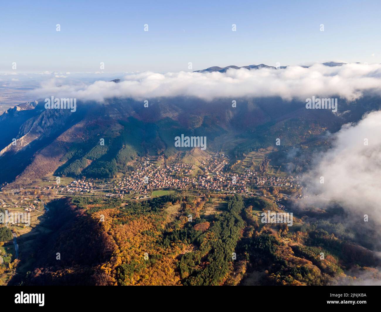 Amazing Aerial Autumn Landscape of Balkan Mountains and Vratsata pass ...