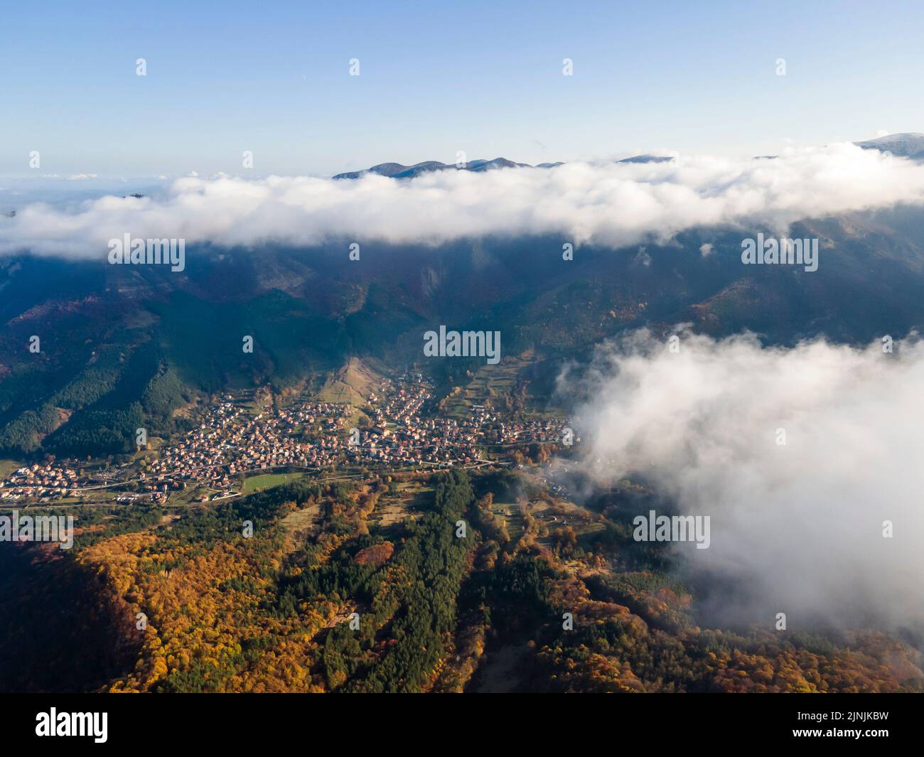 Amazing Aerial Autumn Landscape of Balkan Mountains and Vratsata pass ...