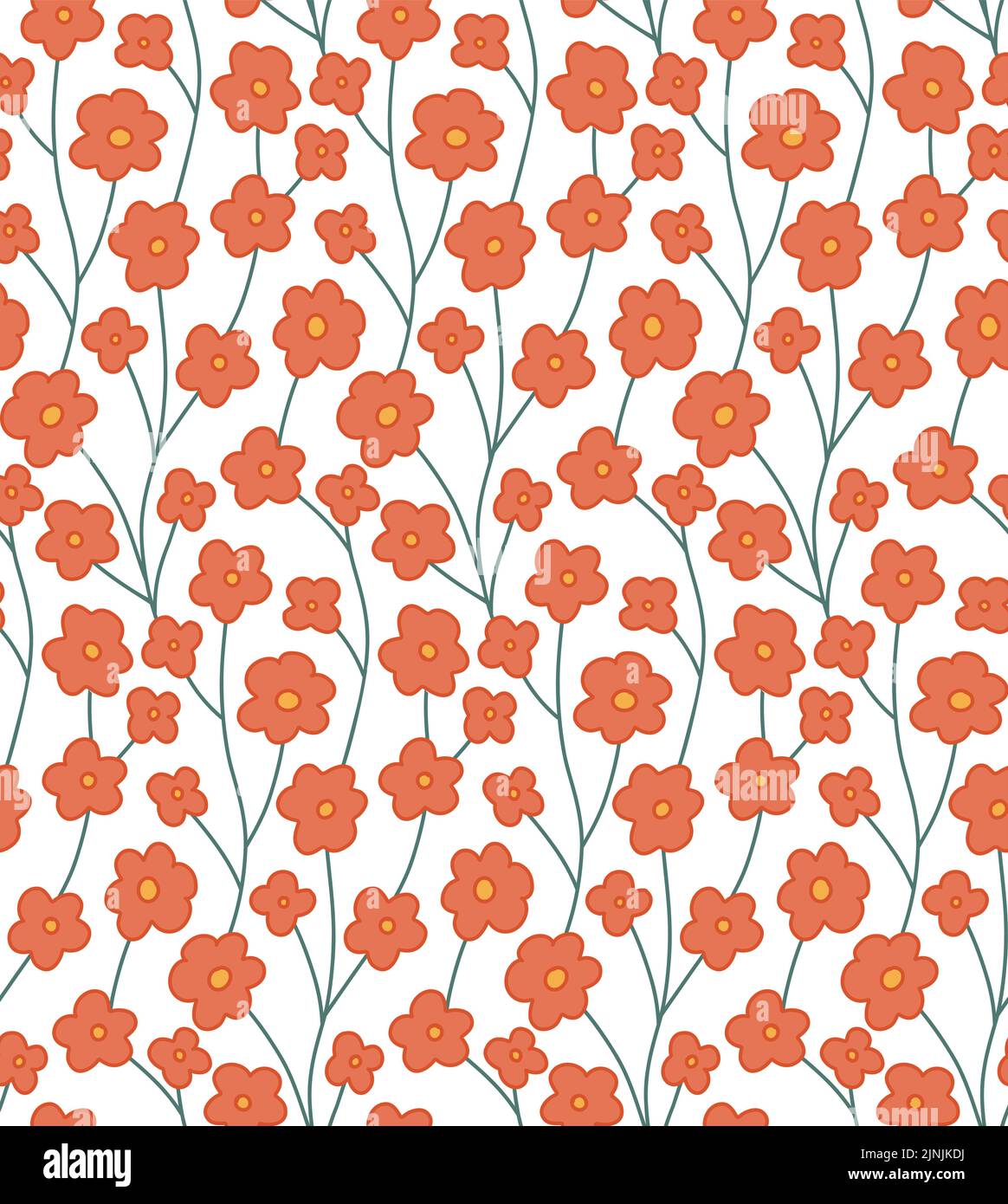 Seamless vector pattern with twisted sakura branches and flowers on ...