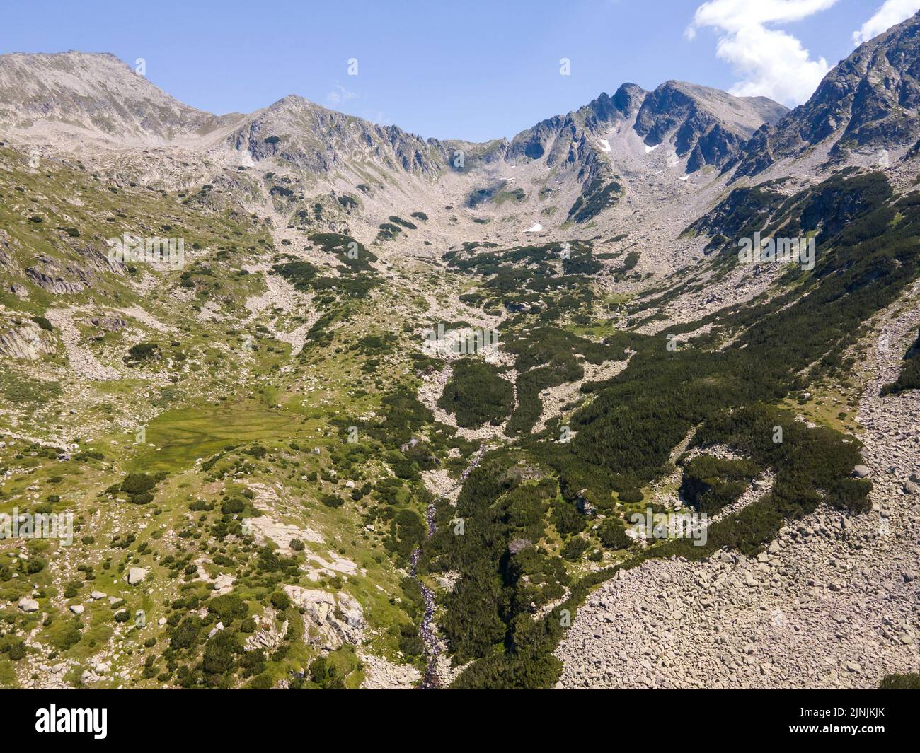 Amazing Aerial view of Pirin Mountain near Yalovarnika peak, Bulgaria ...