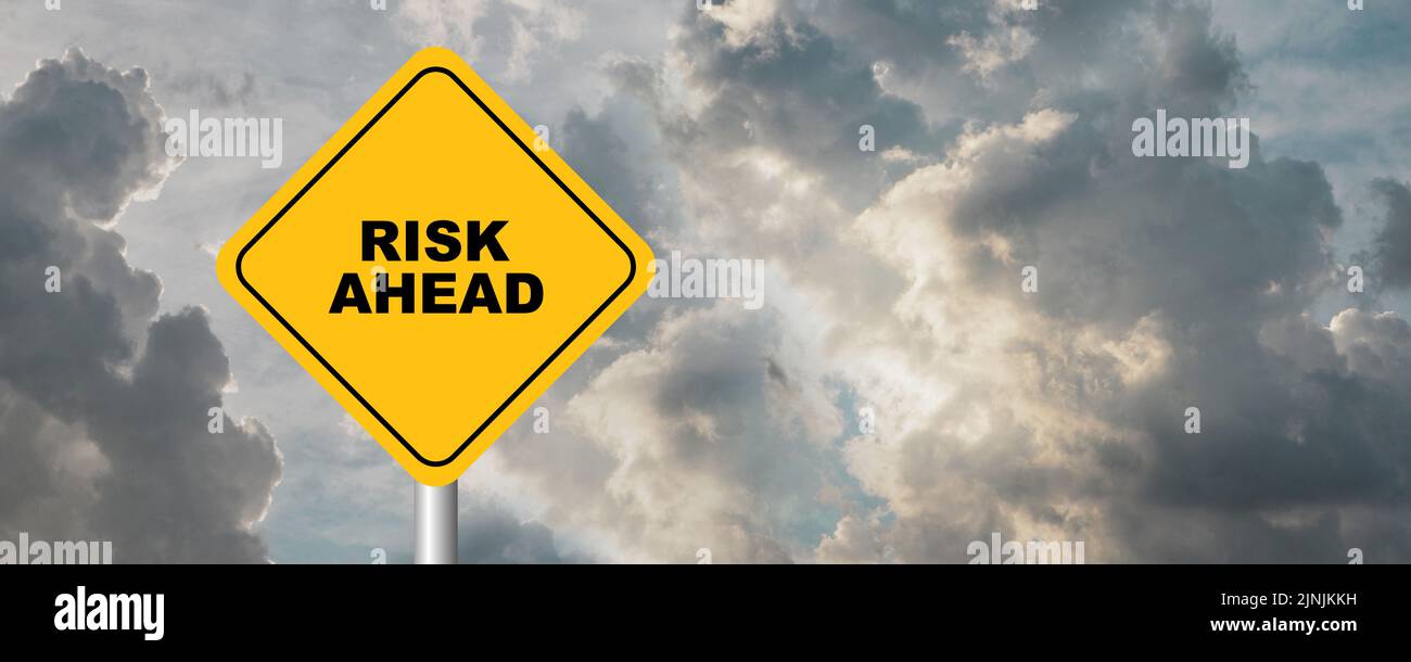 risk ahead sign on white background Stock Photo - Alamy