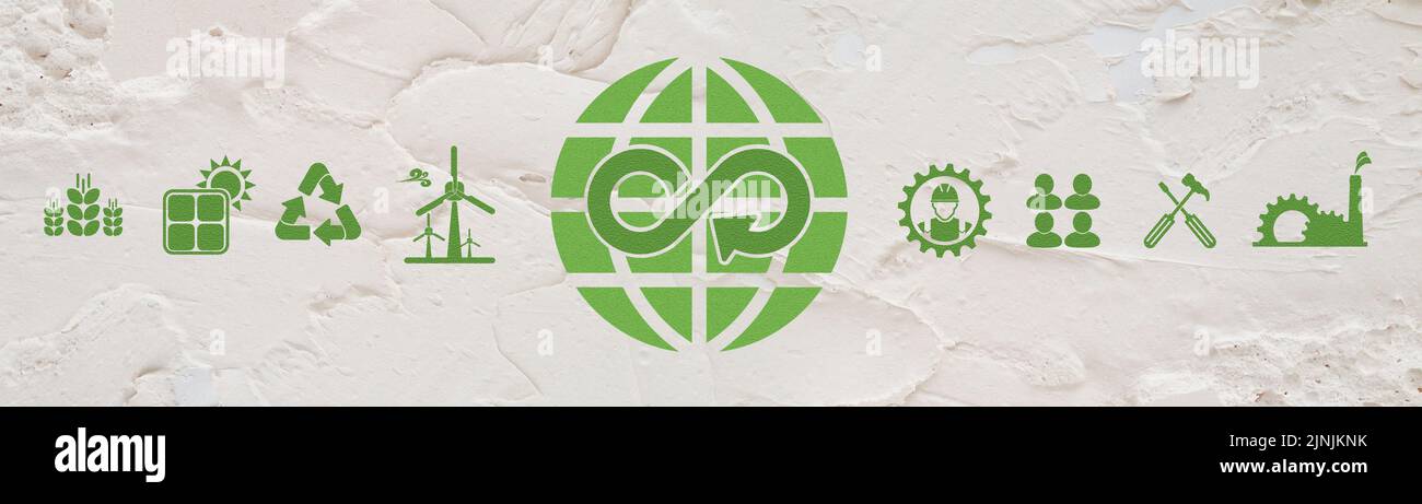 circular economy icons on white background Stock Photo - Alamy