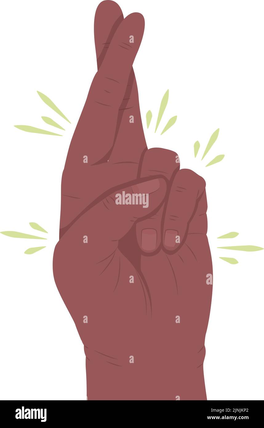 Wish for luck semi flat color vector hand gesture Stock Vector Image ...