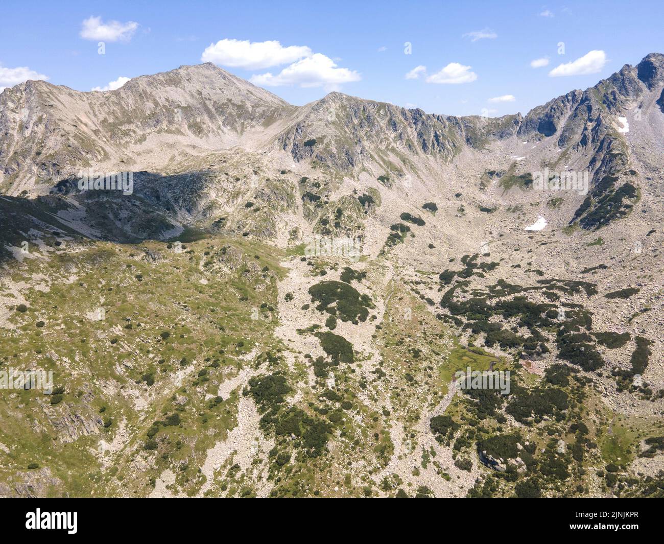 Amazing Aerial view of Pirin Mountain near Yalovarnika peak, Bulgaria ...