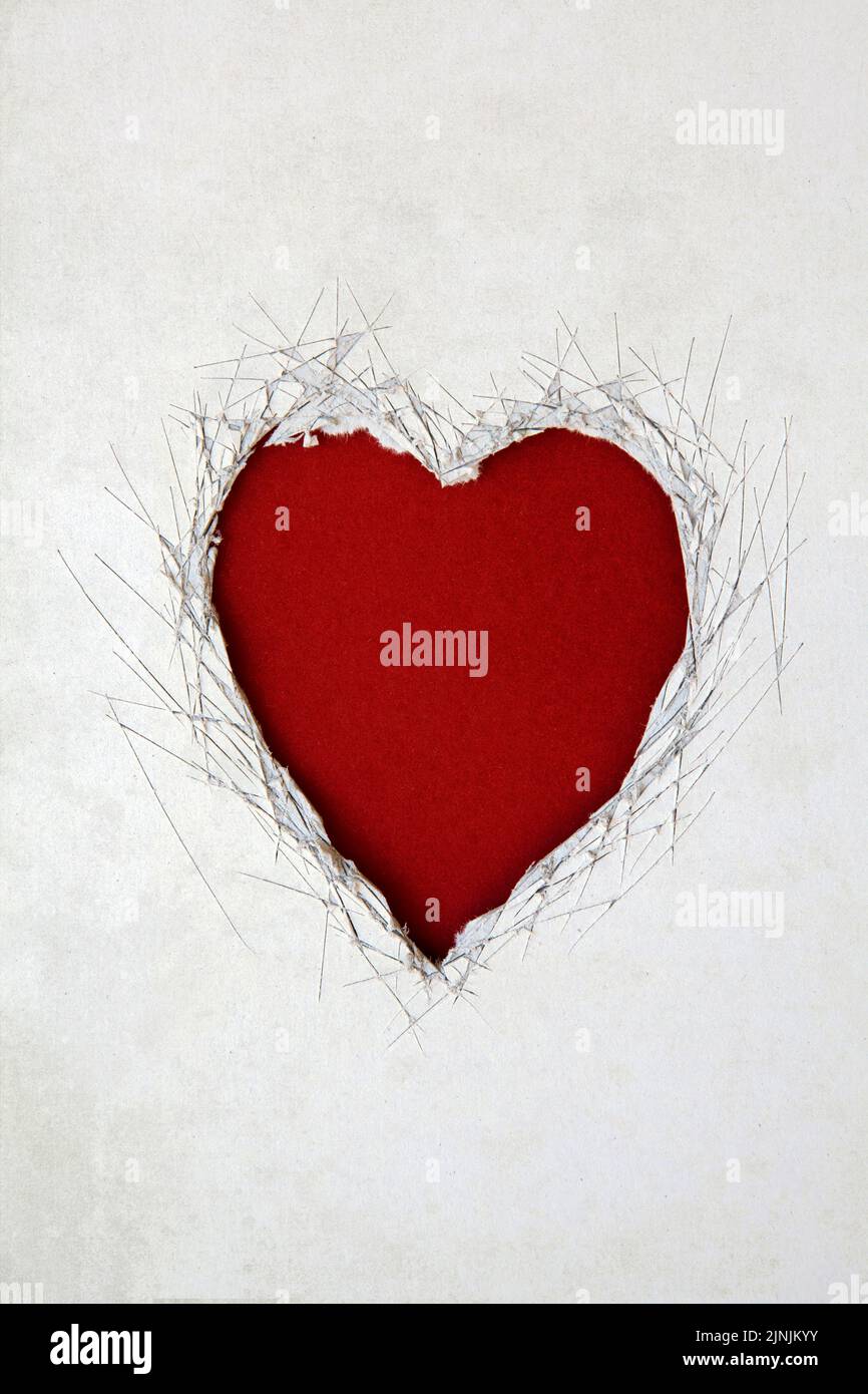 Red Heart With Scratched Border Stock Photo - Alamy