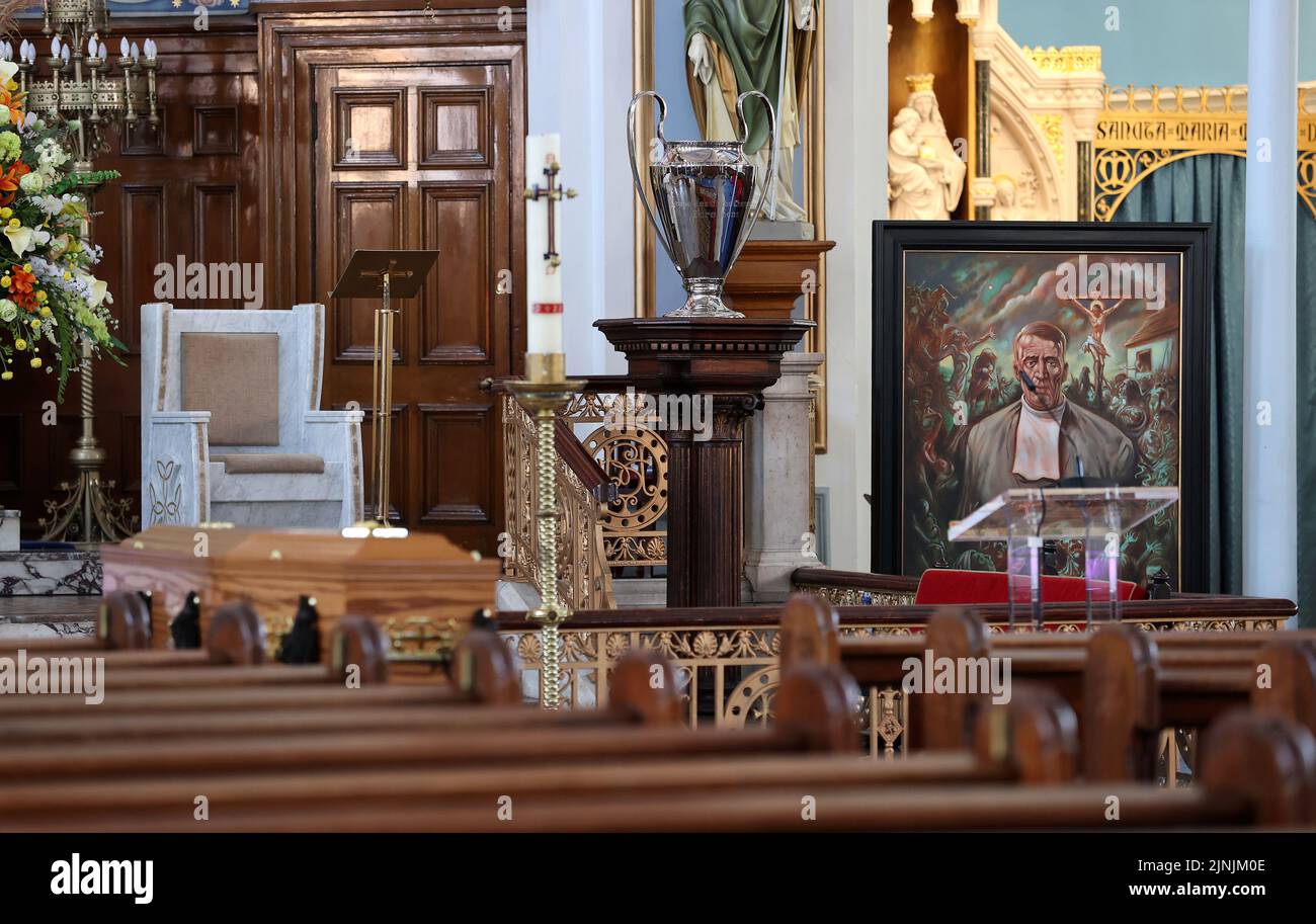 The European Cup trophy on display inside the church ahead of the ...