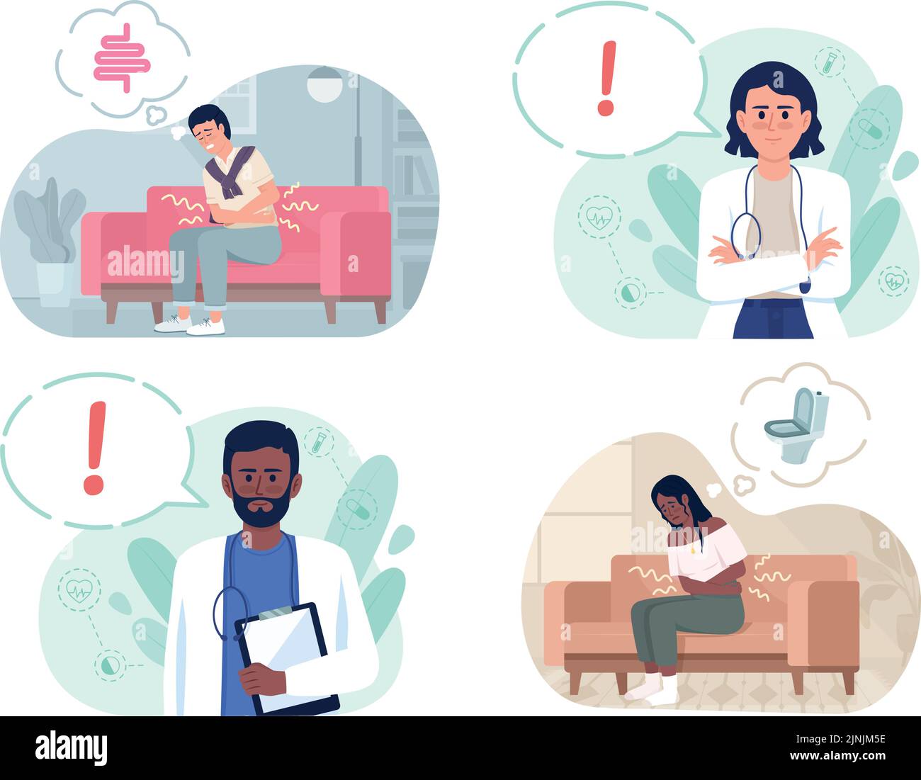 Abdominal pain treatment 2D vector isolated illustrations set Stock Vector Image & Art - Alamy