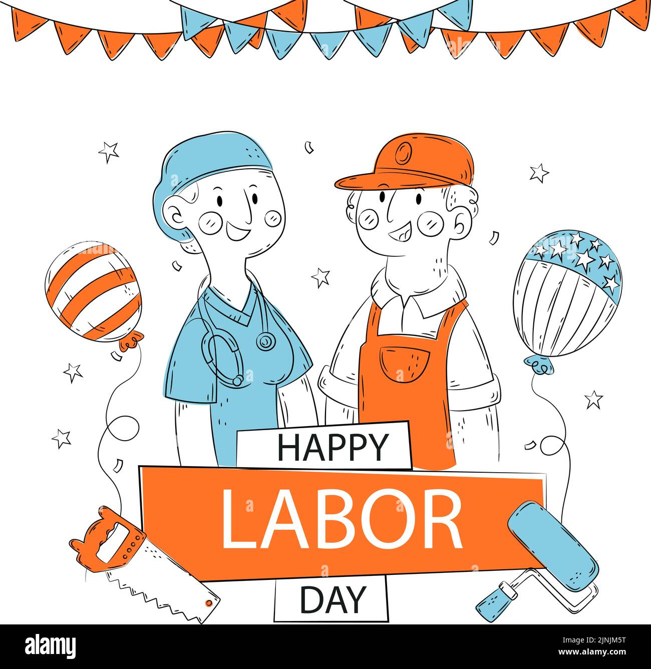 Hand drawn illustration for labor day celebration Vector illustration ...