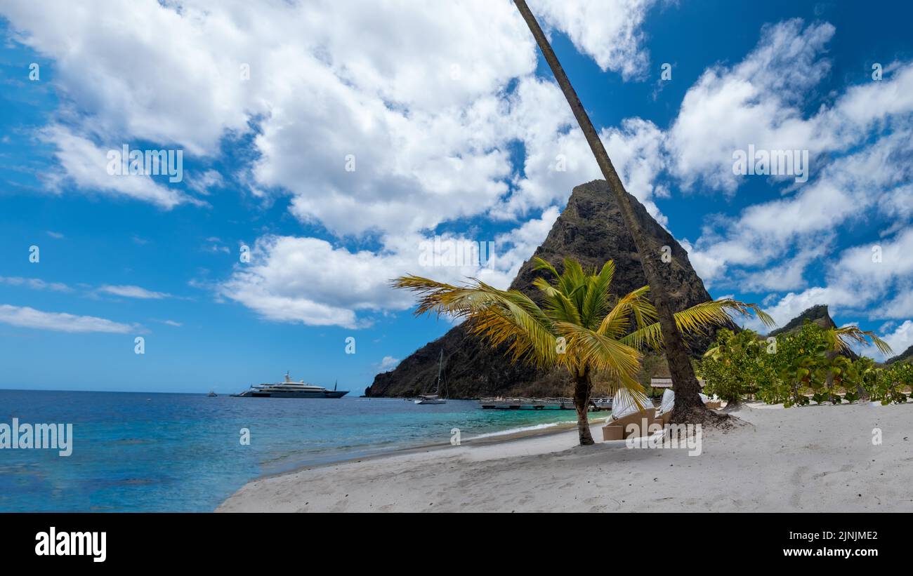 Sugar beach during summer vacation on a sunny day, vacation at the ...