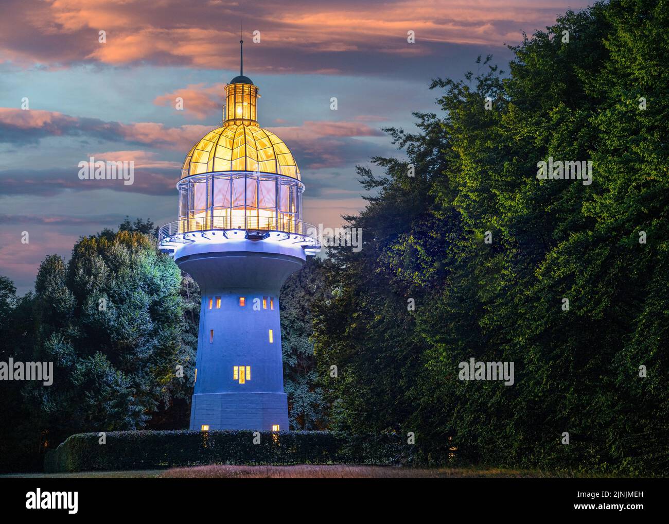 SOLINGEN, GERMANY - AUGUST 6, 2022: illuminated lighttower, landmark of ...