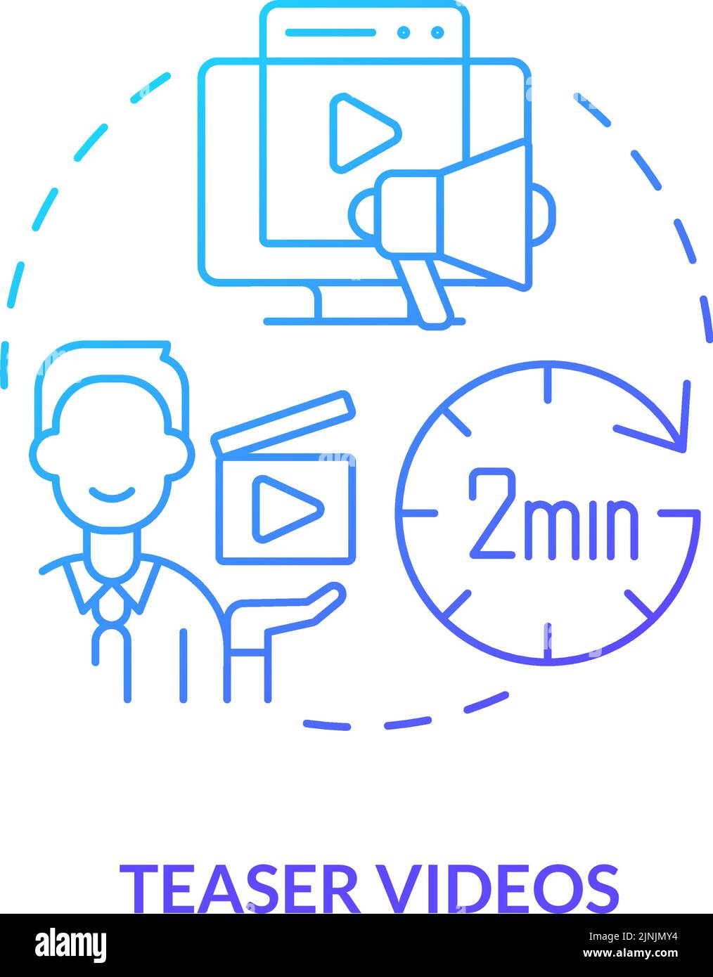 Teaser videos blue gradient concept icon Stock Vector Image & Art - Alamy