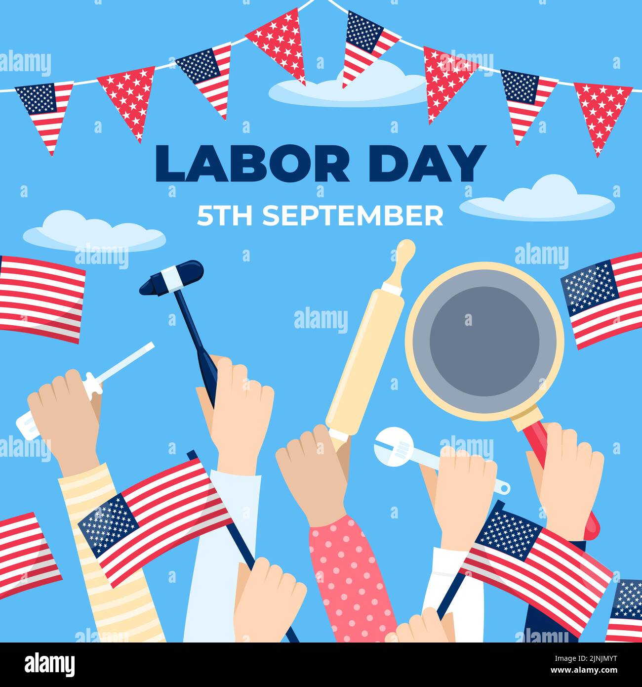 Flat illustration for labor day celebration Vector illustration Stock ...