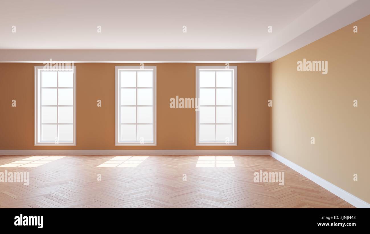 Beautiful Interior Concept of the Empty Beige Room with a White Ceiling ...