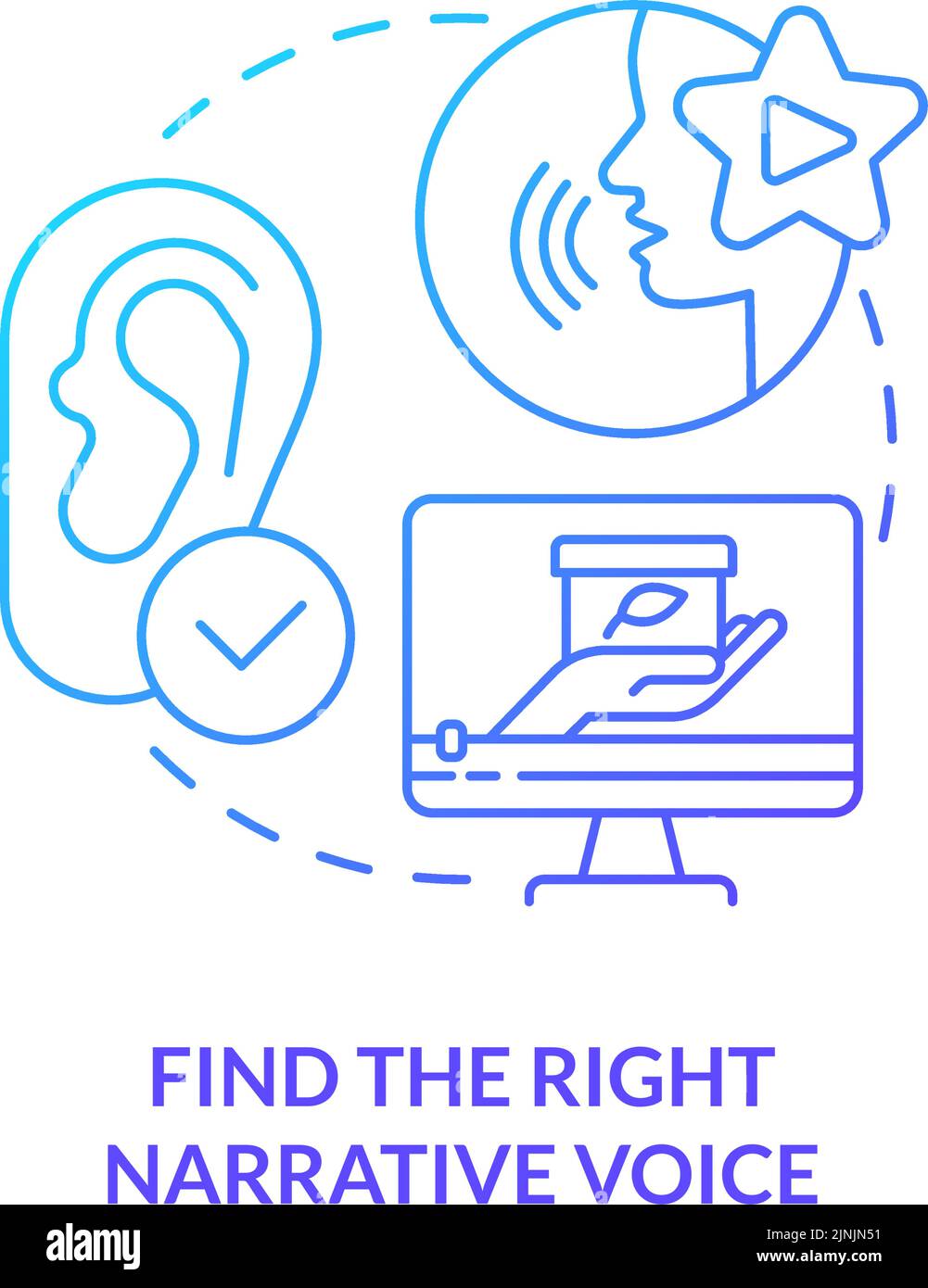 Find right narrative voice blue gradient concept icon Stock Vector ...