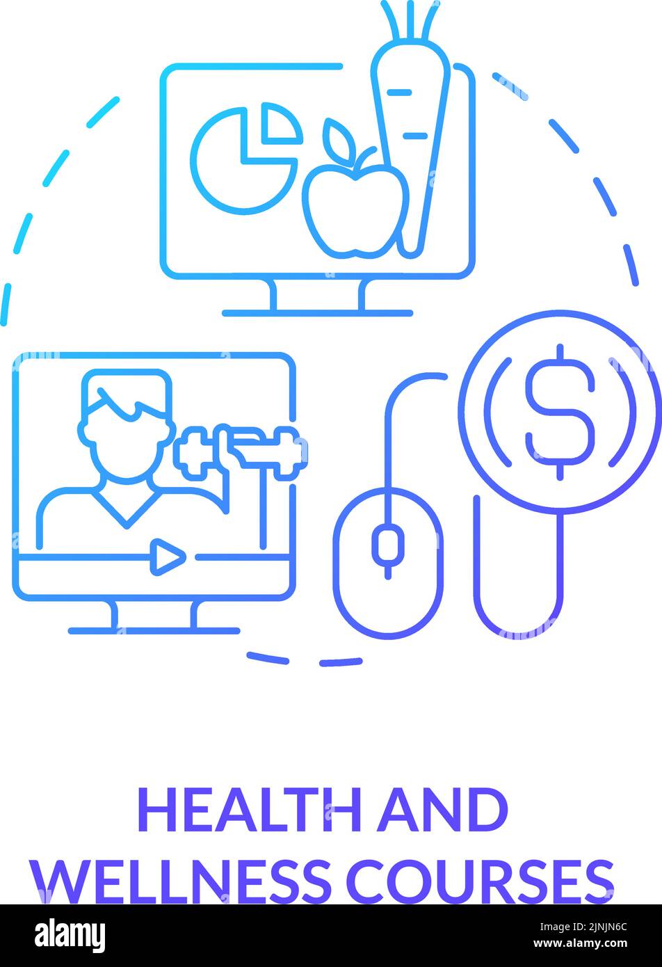 Health and wellness courses blue gradient concept icon Stock Vector ...