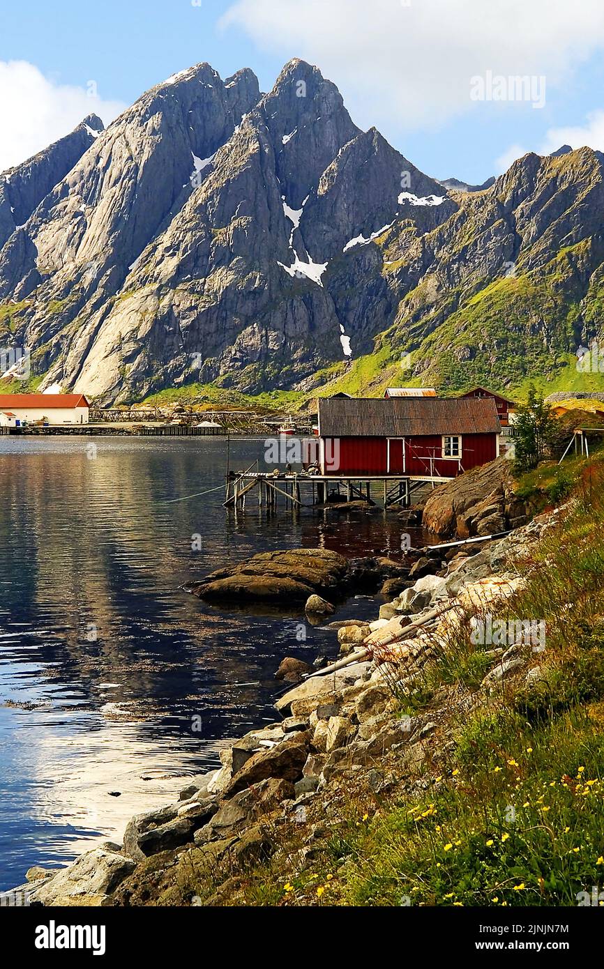 Fishing village on a Lofoten island, Norway, Lofoten Islands Stock ...