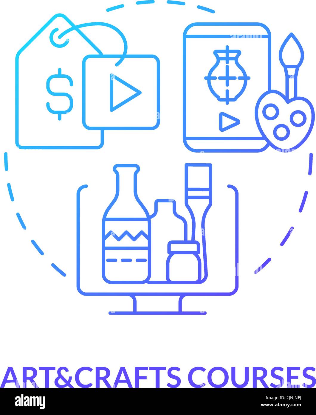 Art and crafts courses blue gradient concept icon Stock Vector Image ...