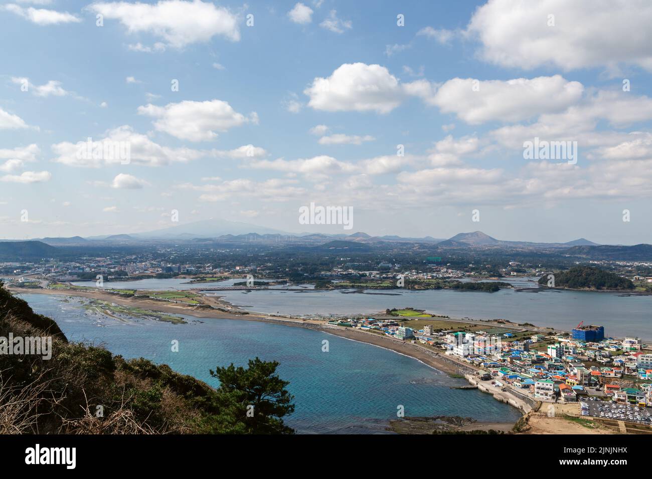 A view from the Sunrise Peak (Seongsan Ilchulbong) volcano of the Jeju ...