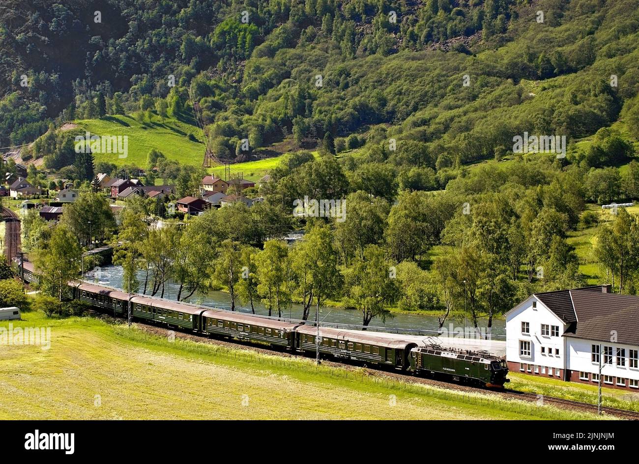 Flam in Norway with Flam Train, Norway Stock Photo - Alamy
