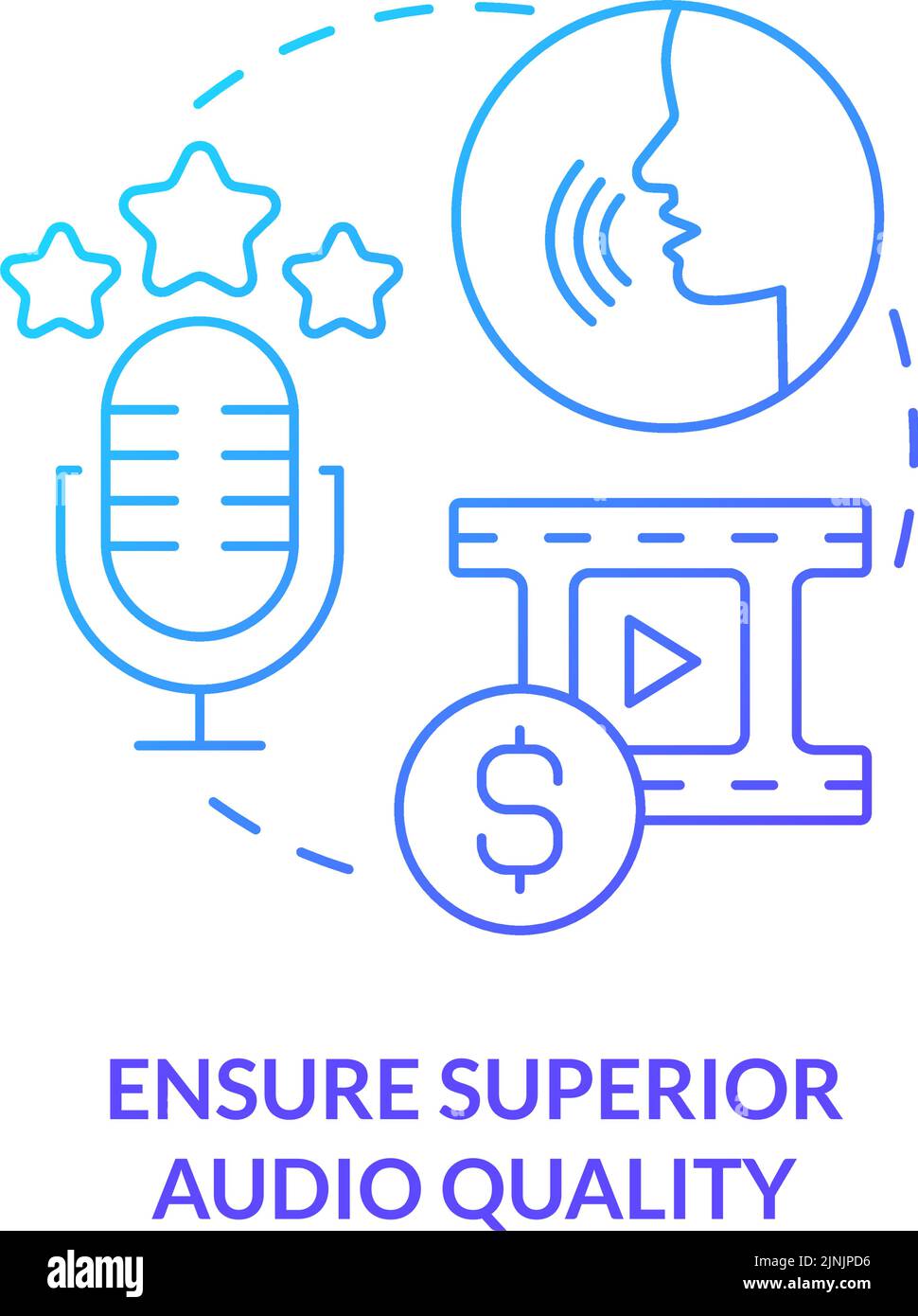 Ensure superior audio quality blue gradient concept icon Stock Vector ...