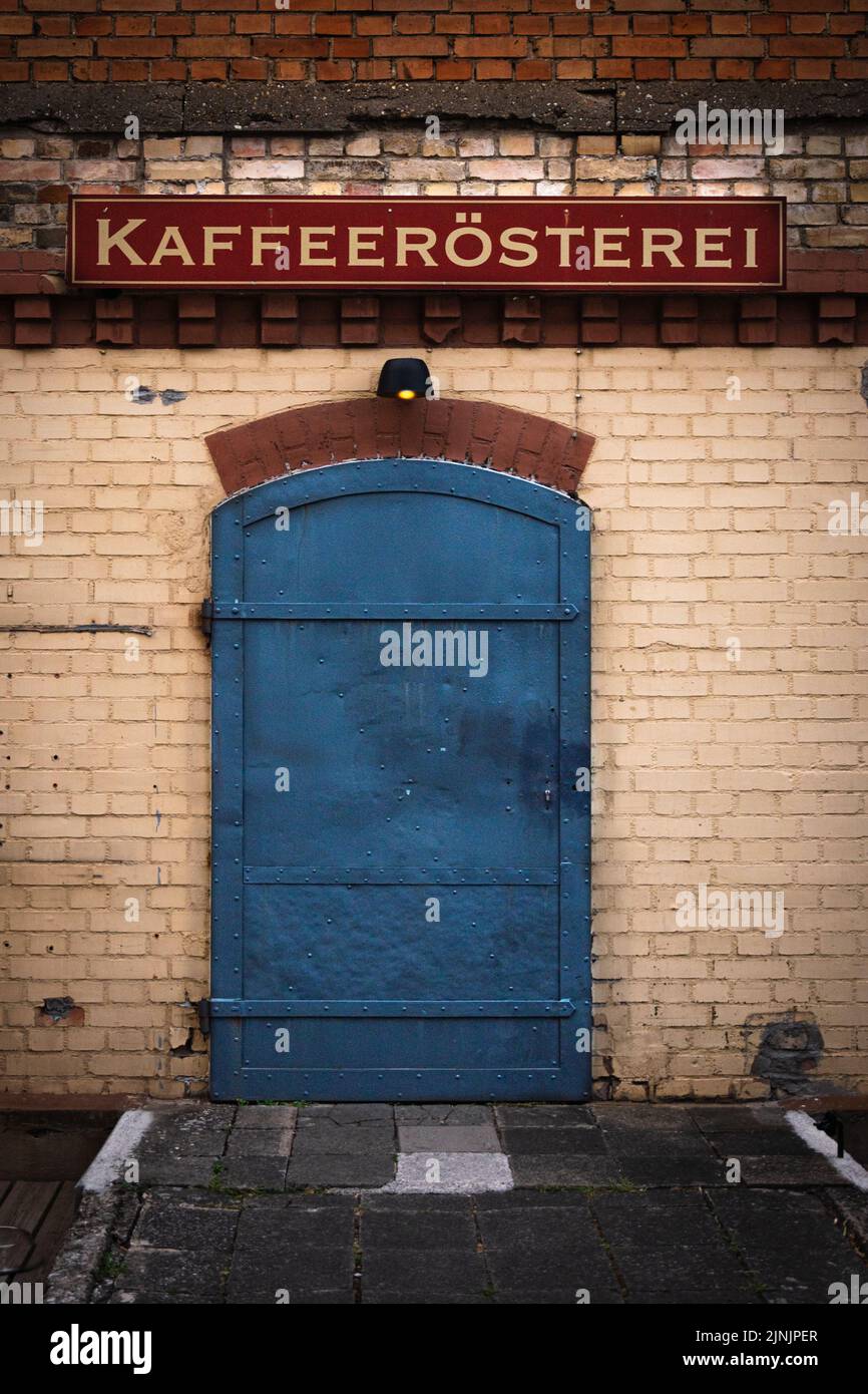Beautiful coffee roastery door in industrial environment Stock Photo ...