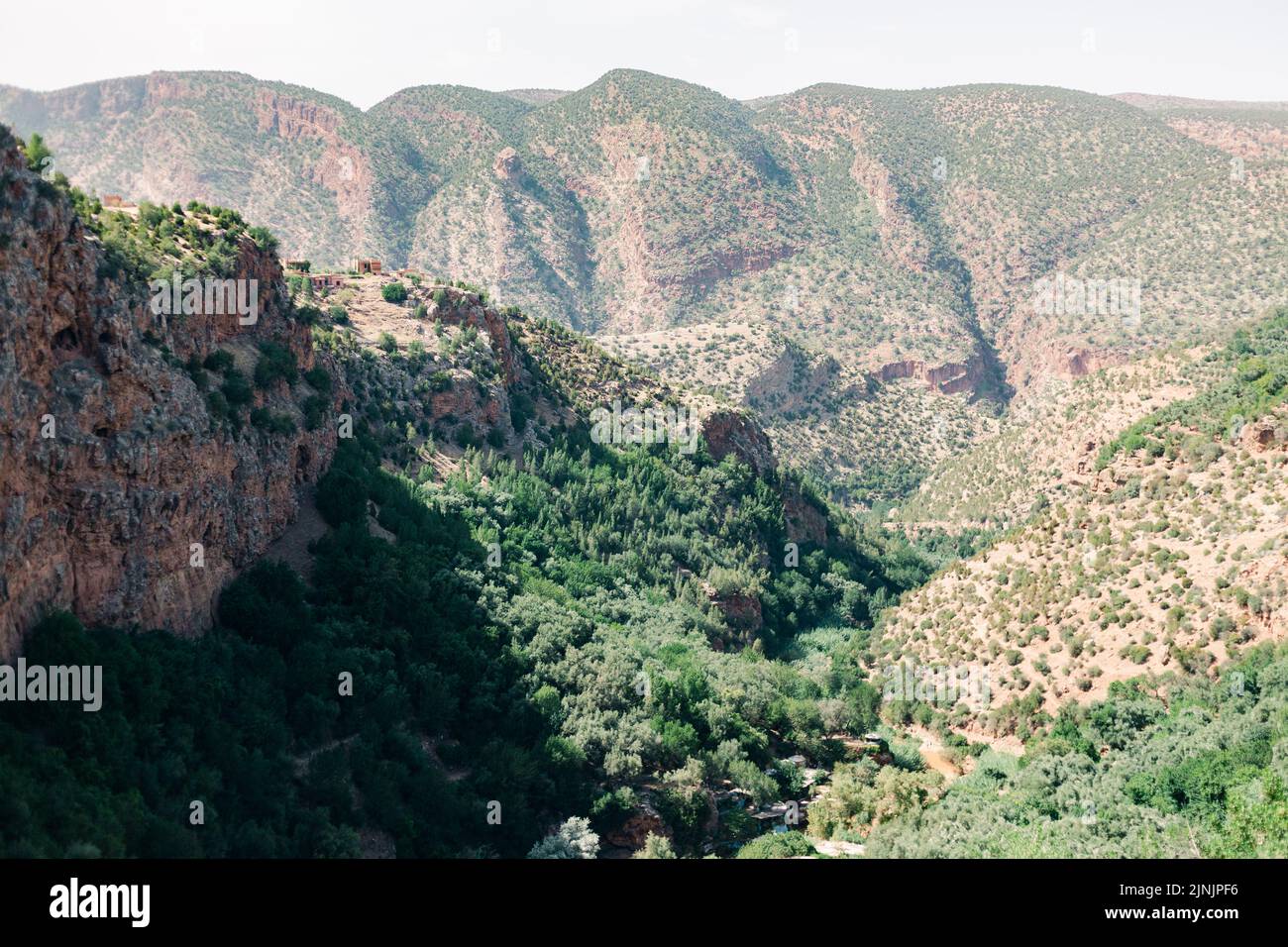 An aerial view of the Atlas Mountains and Three Valleys. Marrakech ...