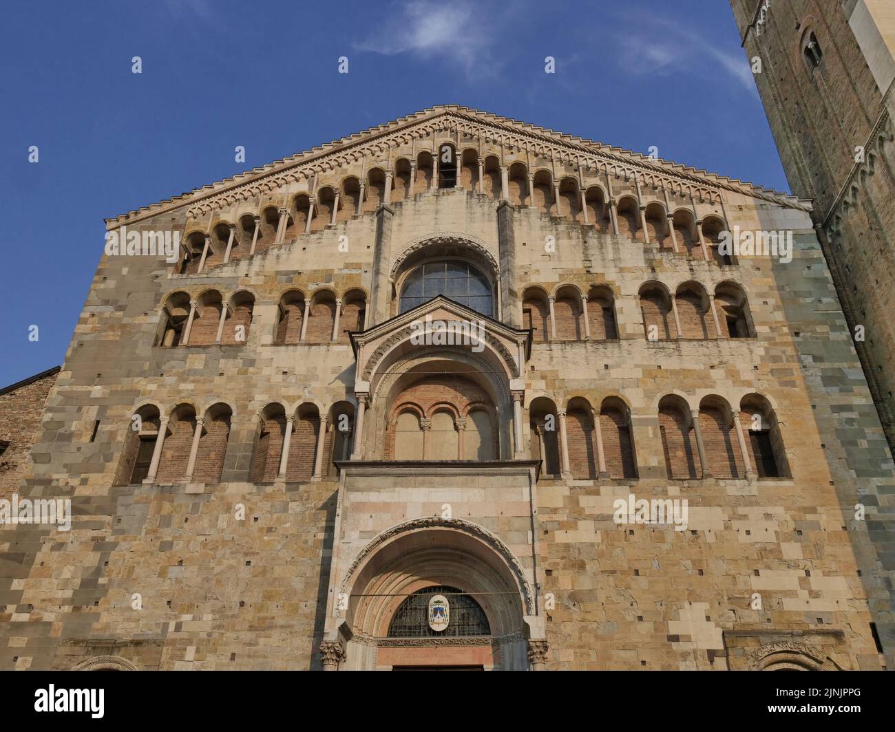 Parma dome facade and bells tower, Emilia Romagna, Italy Stock Photo ...