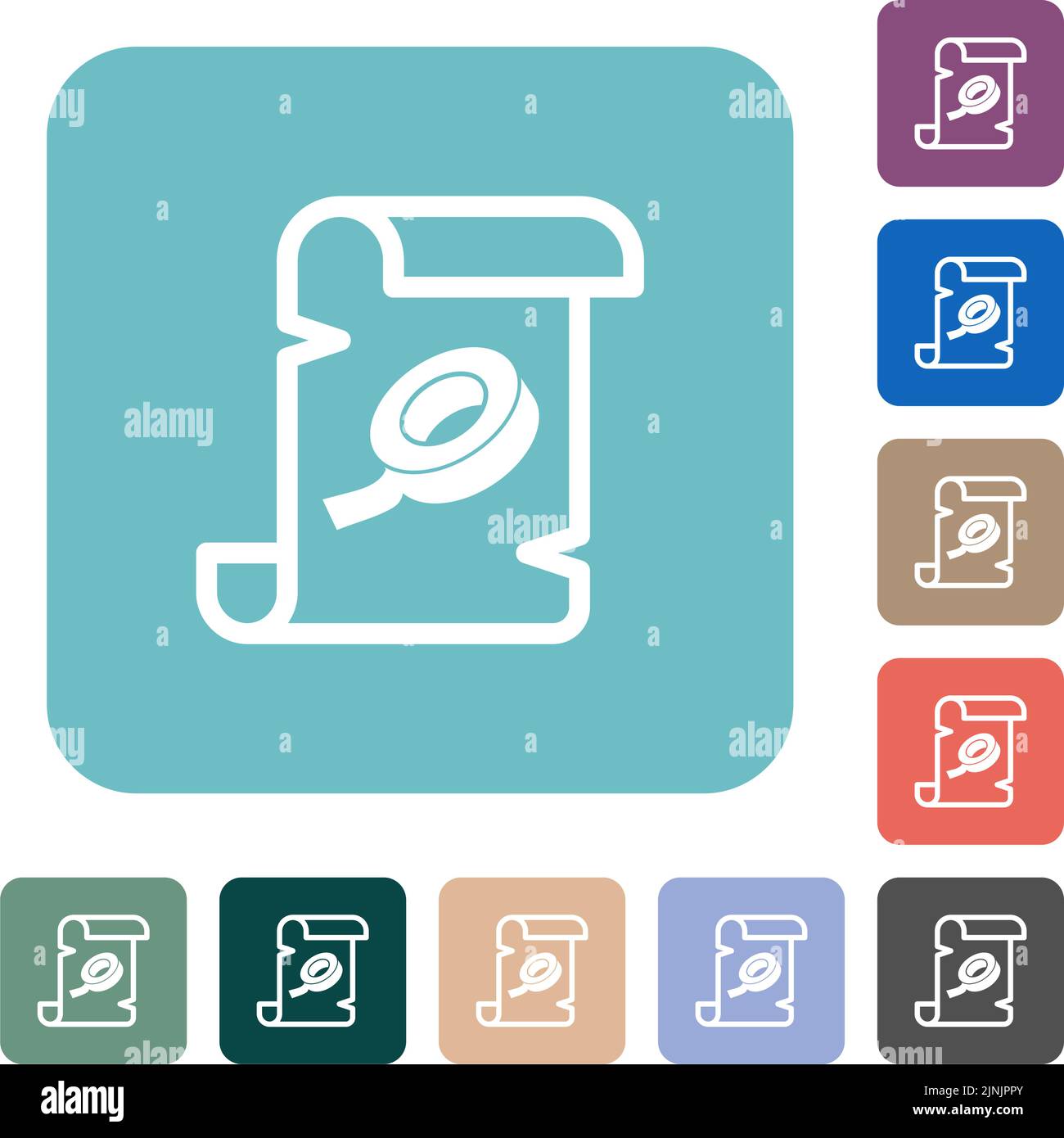 Script patch white flat icons on color rounded square backgrounds Stock ...