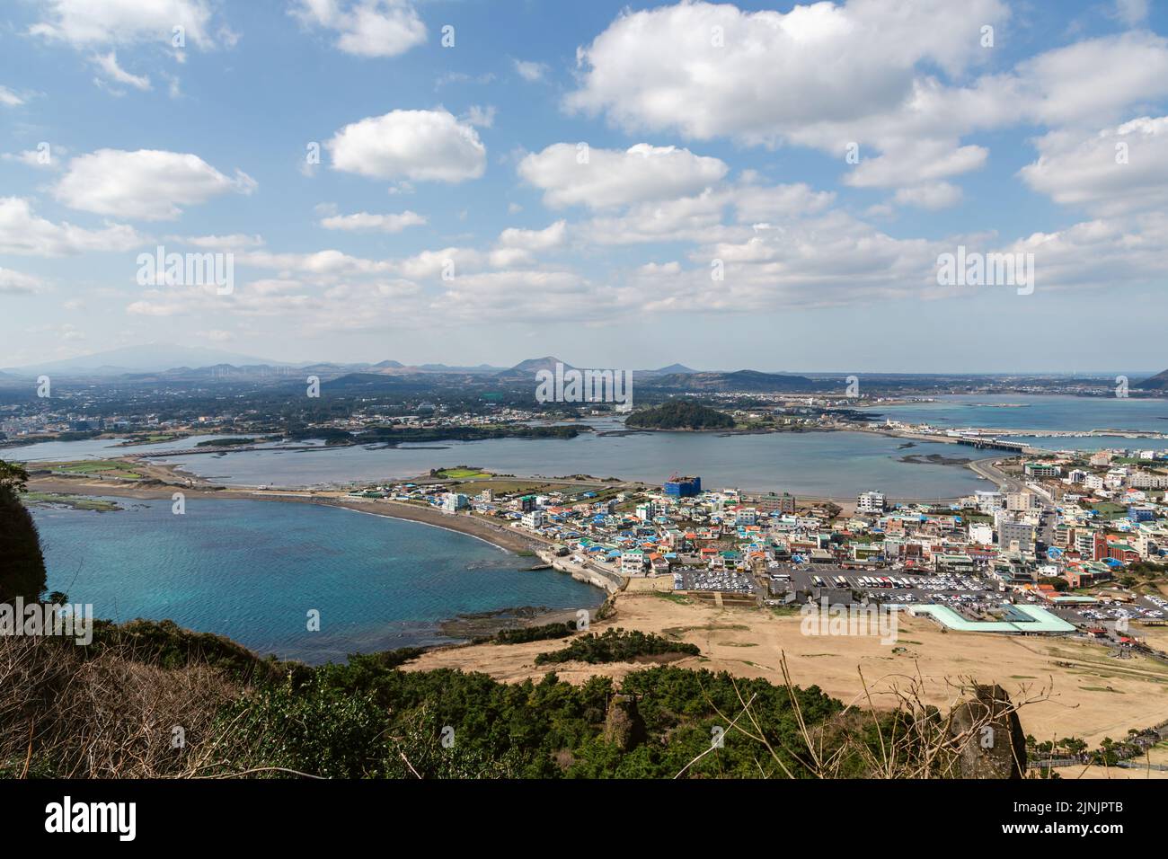 A view from the Sunrise Peak (Seongsan Ilchulbong) volcano of the Jeju ...