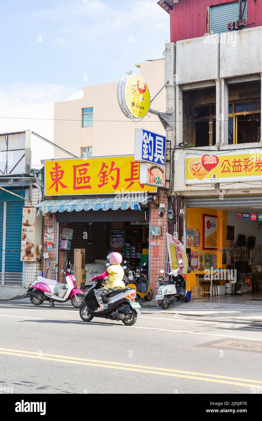 A cityscape of Hengchun town surrounded by buildings at Kenting ...