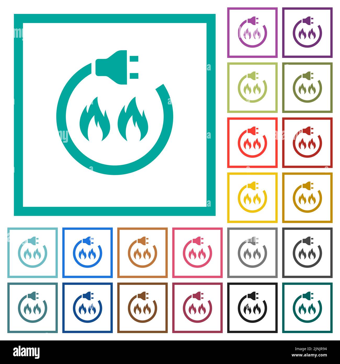 Gas energy flat color icons with quadrant frames on white background ...