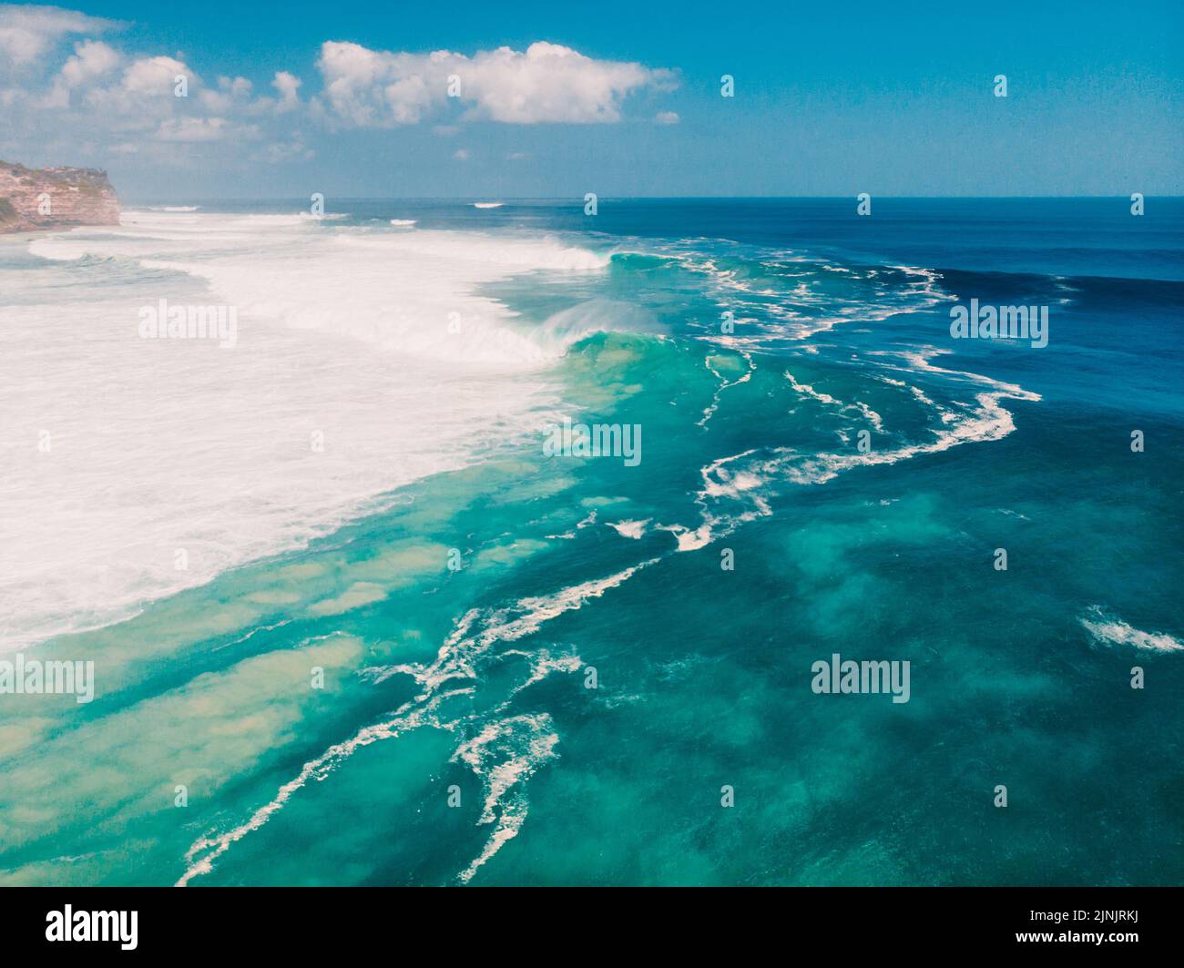 Aerial view of big waves for surfing. Waves in ocean at Uluwatu Stock ...