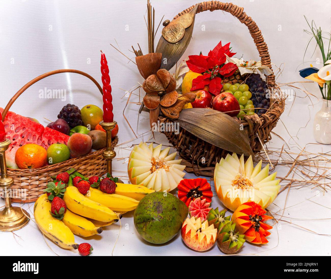 Apple, banana, avocado, melon, papaya, kiwi, strawberry, guava and ...