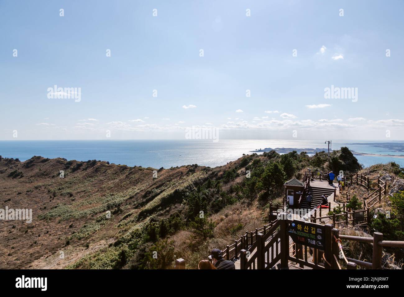 A view from the Sunrise Peak (Seongsan Ilchulbong) volcano of the Jeju ...