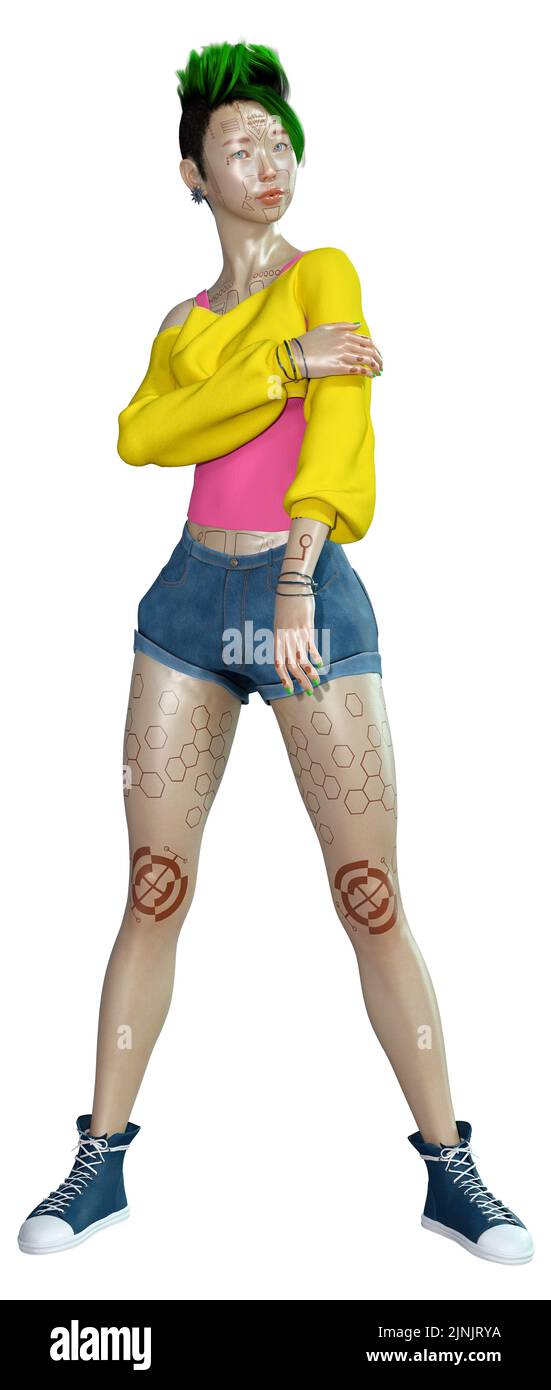 3D rendering of a female robot isolated on white background Stock Photo ...