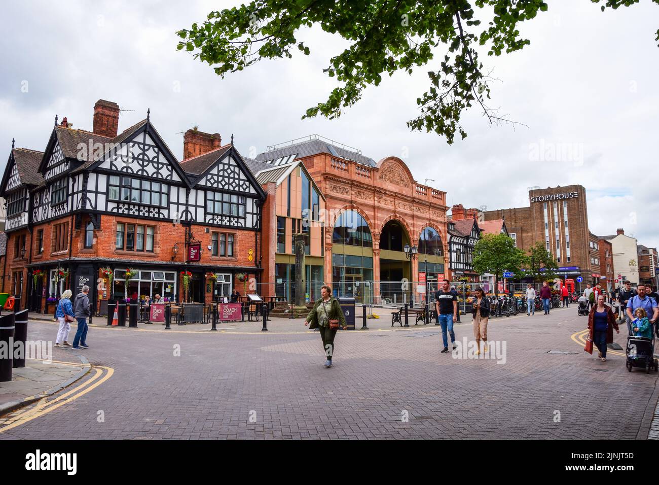 Chester, UK: Jul 3, 2022: A general street scene at the junction of ...