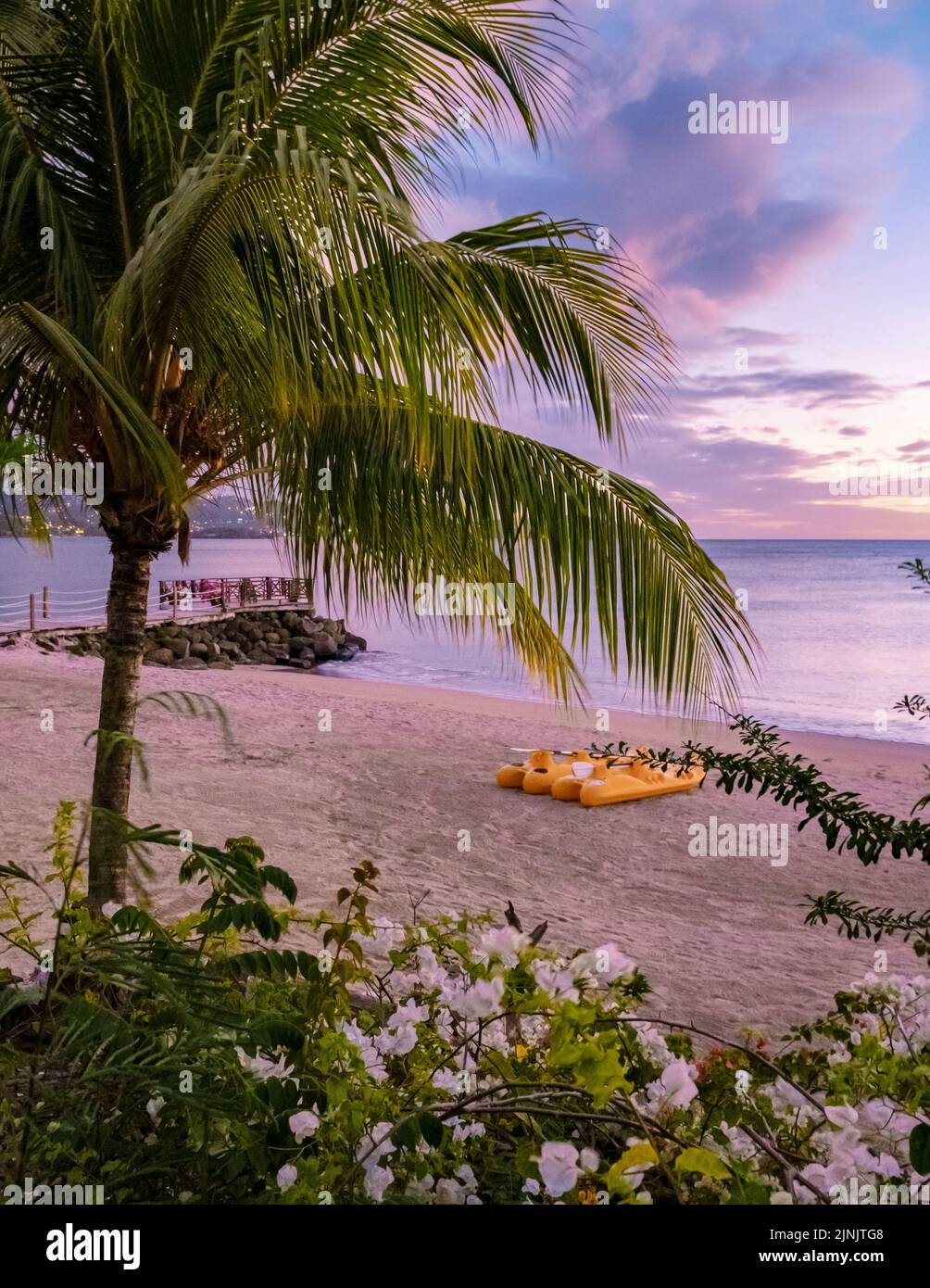 Kayak during sunset on the beach of Saint Lucia Caribbean, St Lucia ...