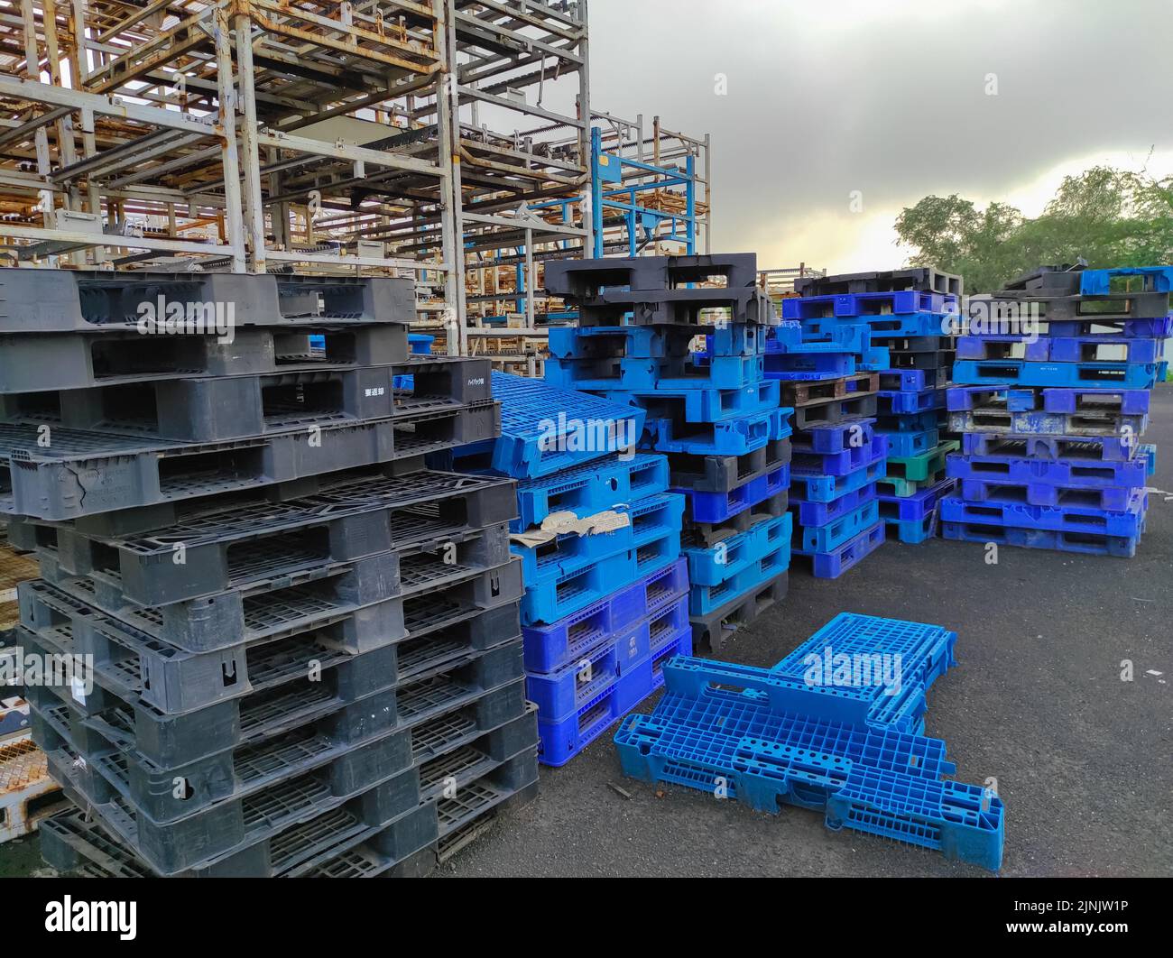 AMaterial Handling Trolleys And Plastic Pallets Photo Stock Photo - Alamy