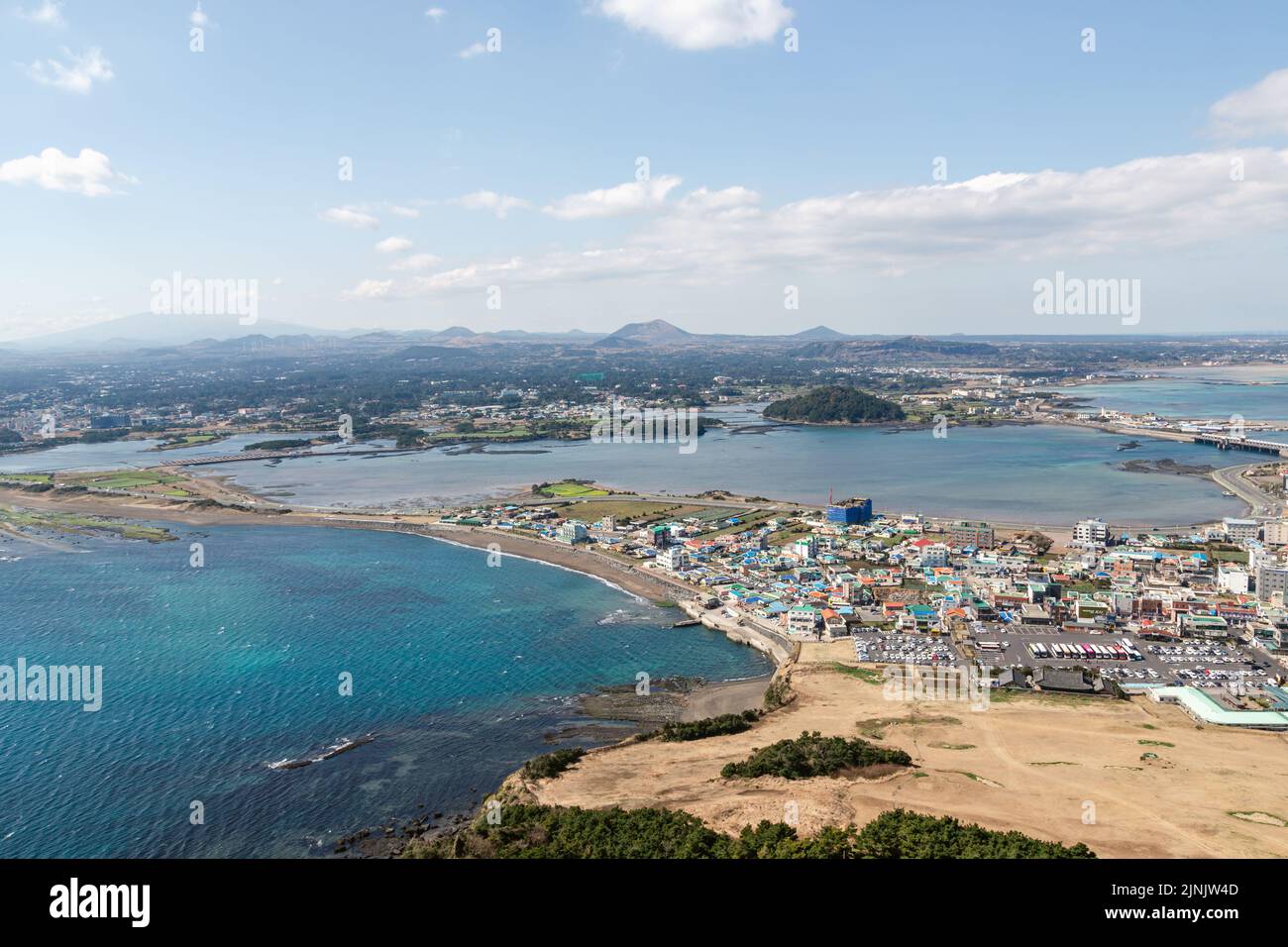 A view from the Sunrise Peak (Seongsan Ilchulbong) volcano of the Jeju ...