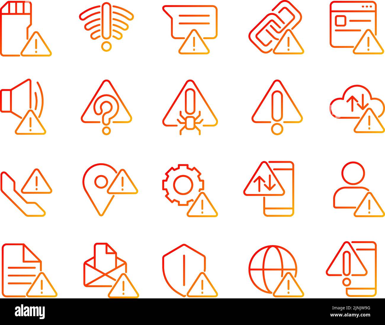 Warning signals pixel perfect gradient linear vector icons set Stock ... Warning signals pixel perfect gradient linear vector icons set Stock ...