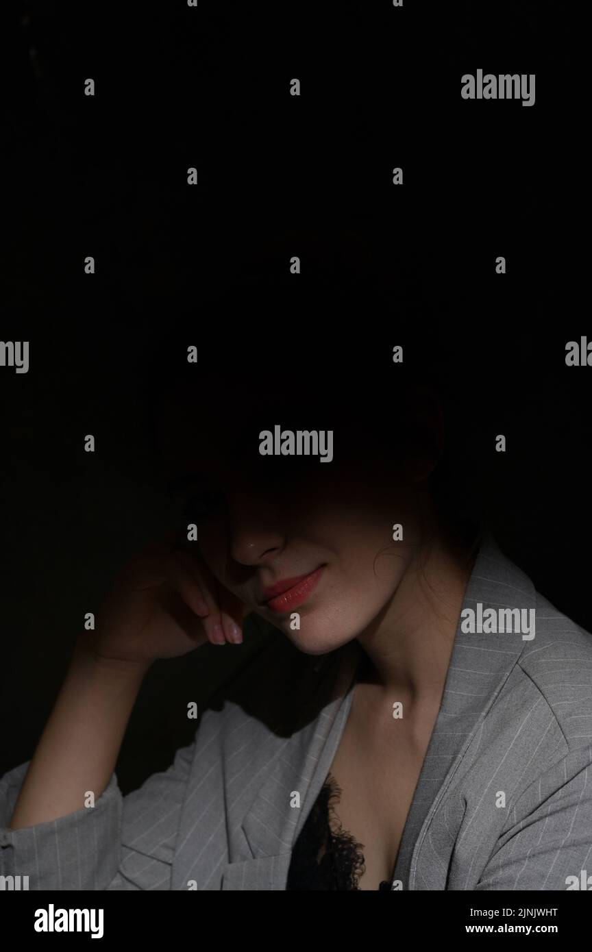 Closeup Details Portrait Young Woman in Studio Stock Photo - Alamy