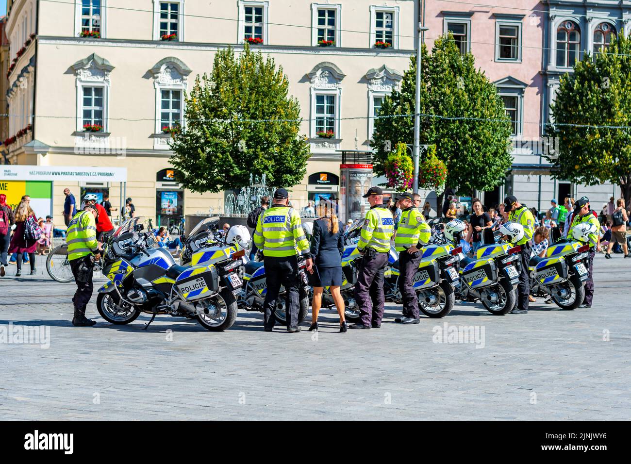 Brno, Czech Republic - 10.9.2021: Police is riding on motorbike at Brno ...